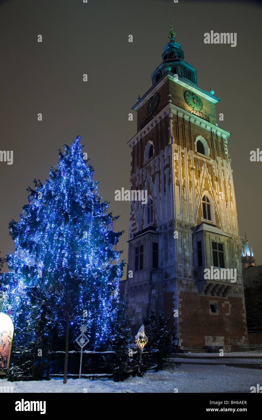 Krakow at night, Poland snow Stock Photo - Alamy
