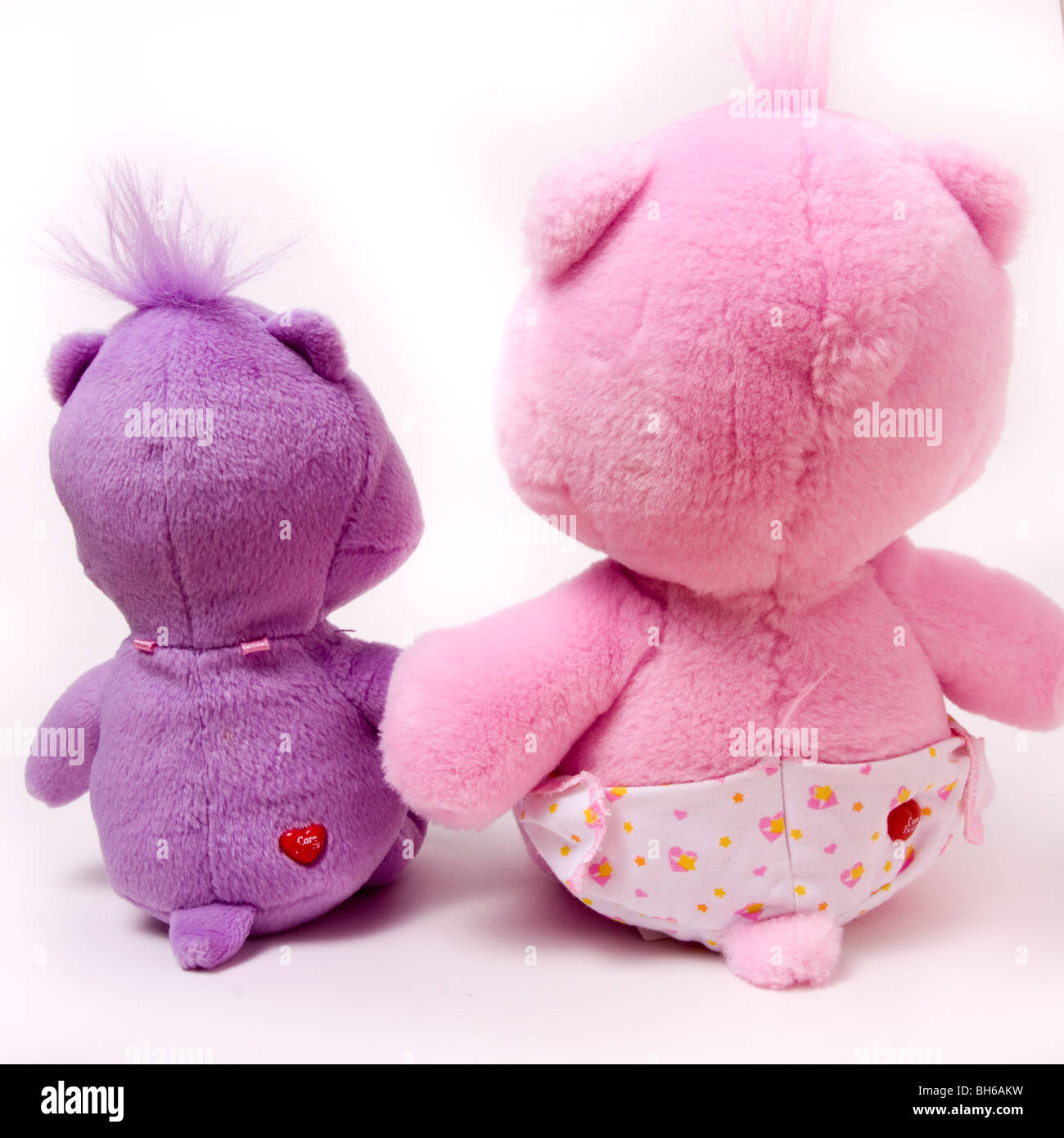 Two Care Bears from the back isolated against white background Stock ...