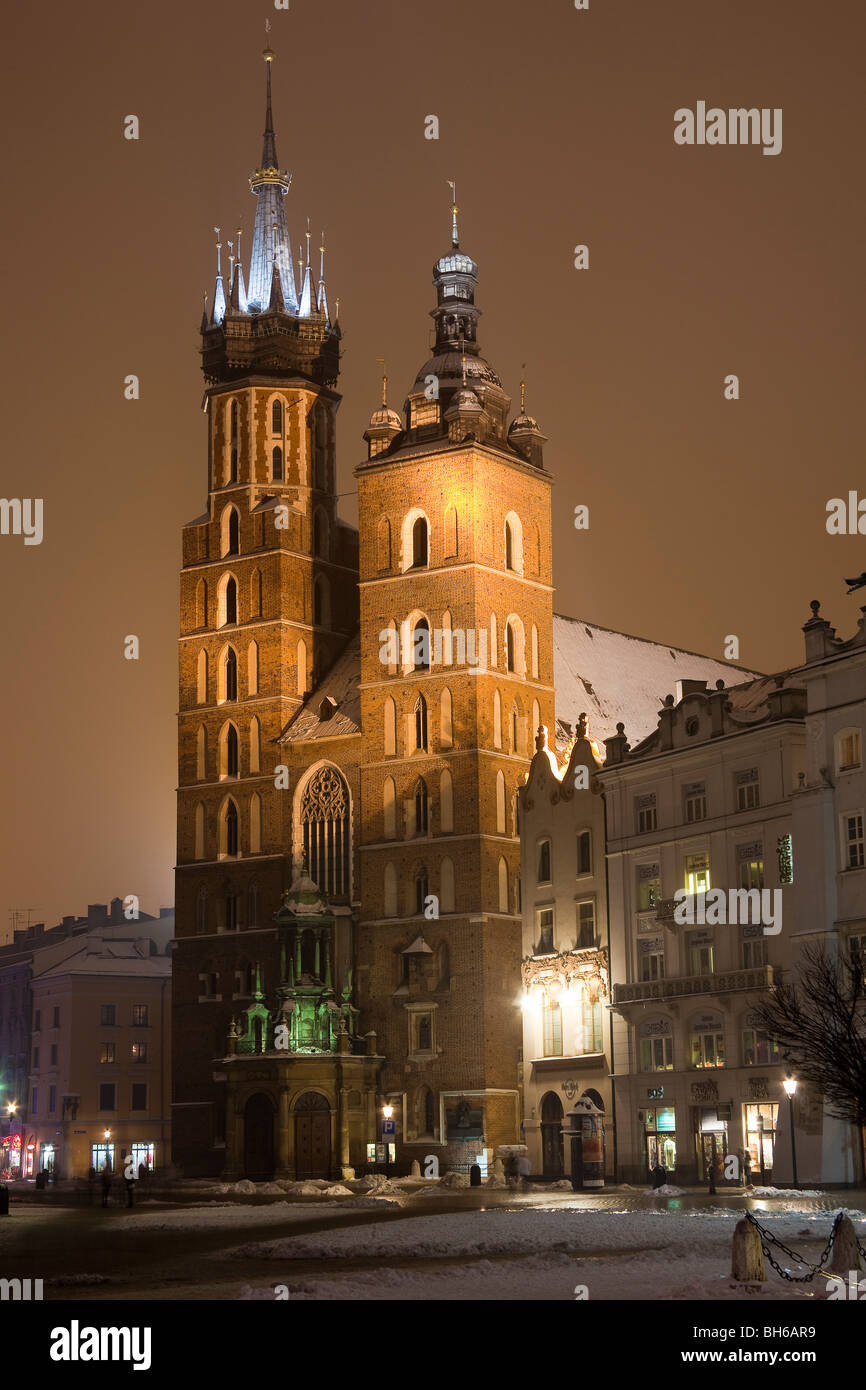 Krakow at night, Poland in snow Stock Photo - Alamy