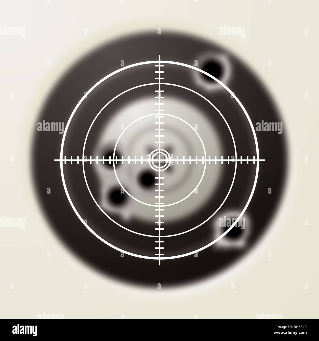 Target with gun shot holes and hunters sporting sight Stock Photo - Alamy