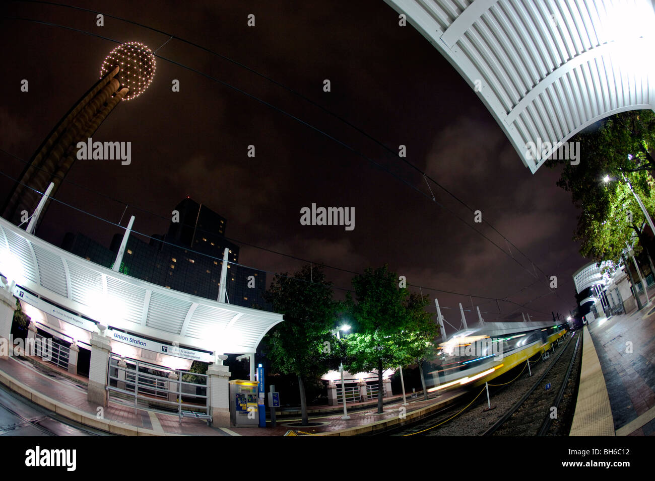 DART Rail system, Fisheye view, Downtown Dallas, Dallas, Texas, USA ...