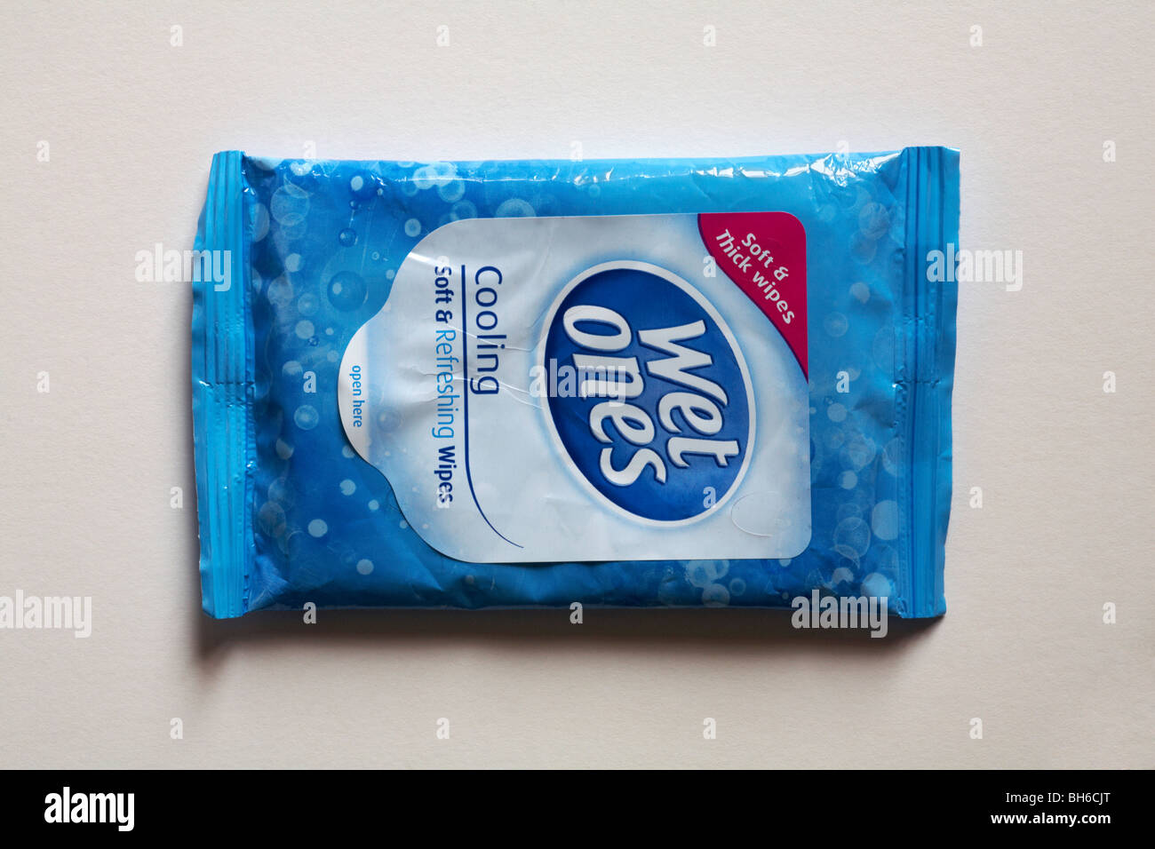 Packet of wet wipes wet ones soft & refreshing wipes isolated on white ...