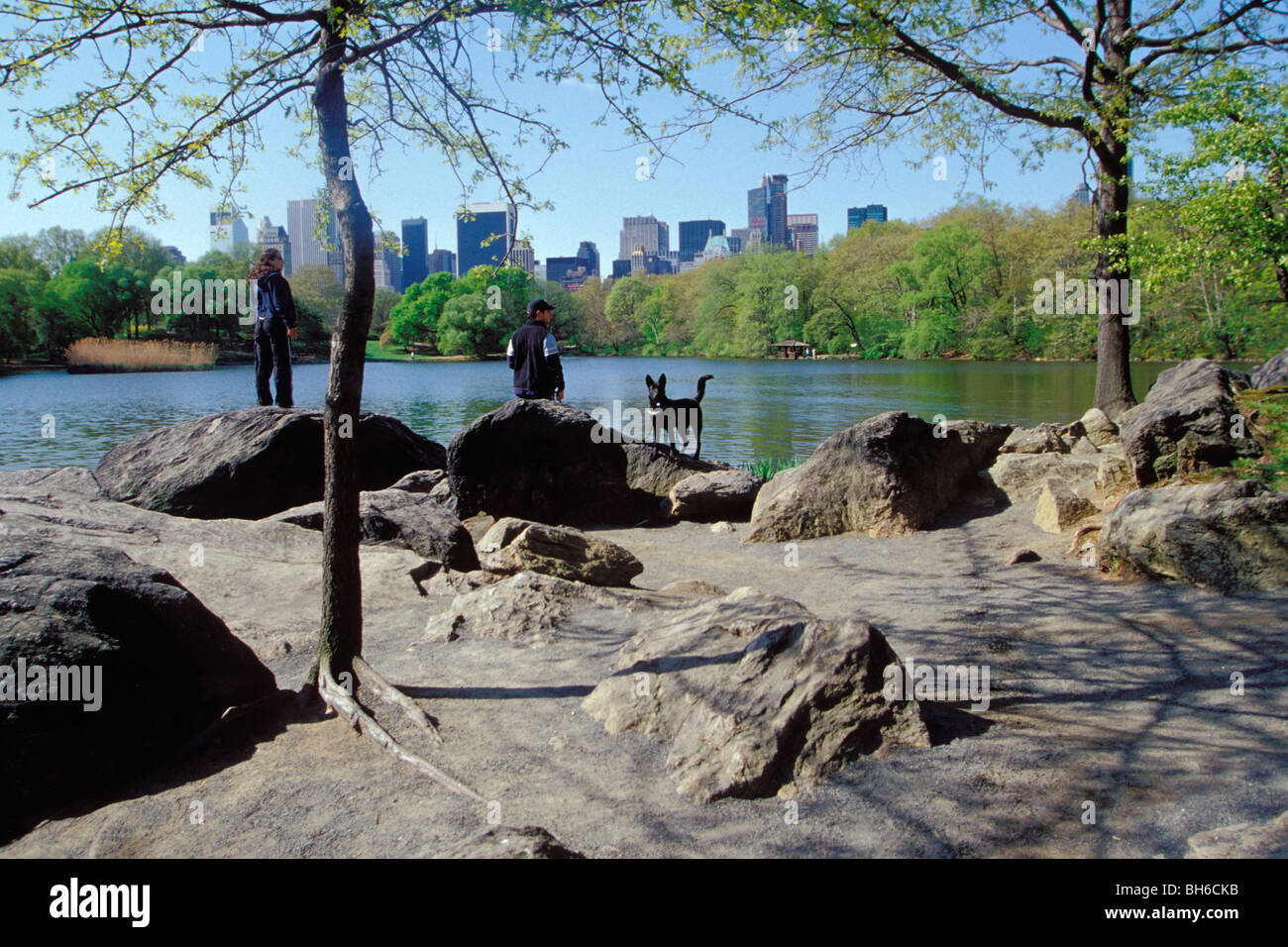 STROLLERS AROUND THE LAKE, CENTRAL PARK, MANHATTAN, NEW YORK, USA Stock ...