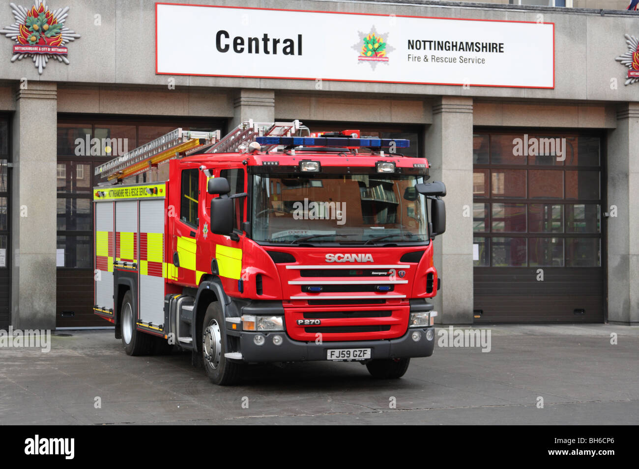 A fire & rescue tender outside Central Fire Station, Nottingham ...
