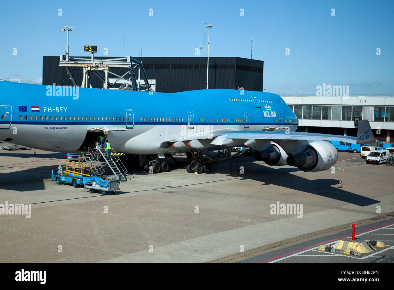 KLM Boeing 747-400 at gates at Schiphol airport, Amsterdam, The Stock ...