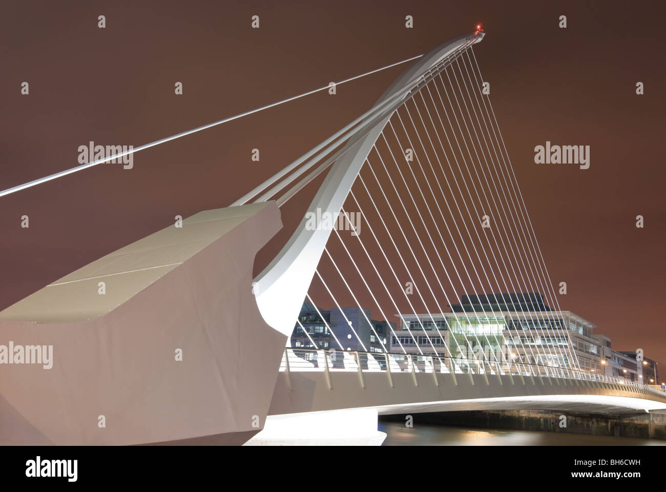 The Samuel Beckett Bridge by Night Stock Photo - Alamy