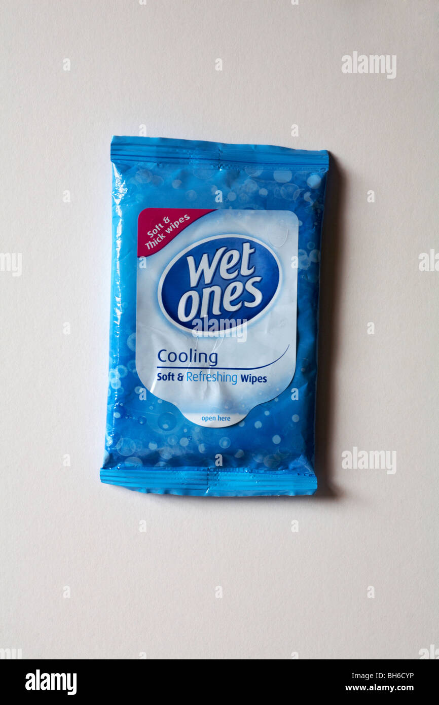 Packet of wet wipes wet ones soft & refreshing wipes isolated on white ...