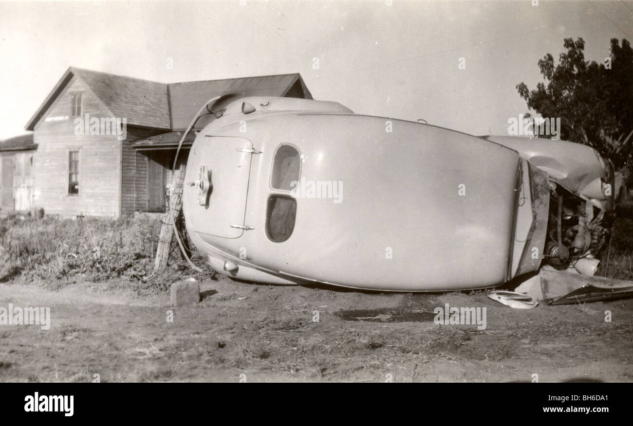 Automobile Flipped Over on its Side Stock Photo - Alamy