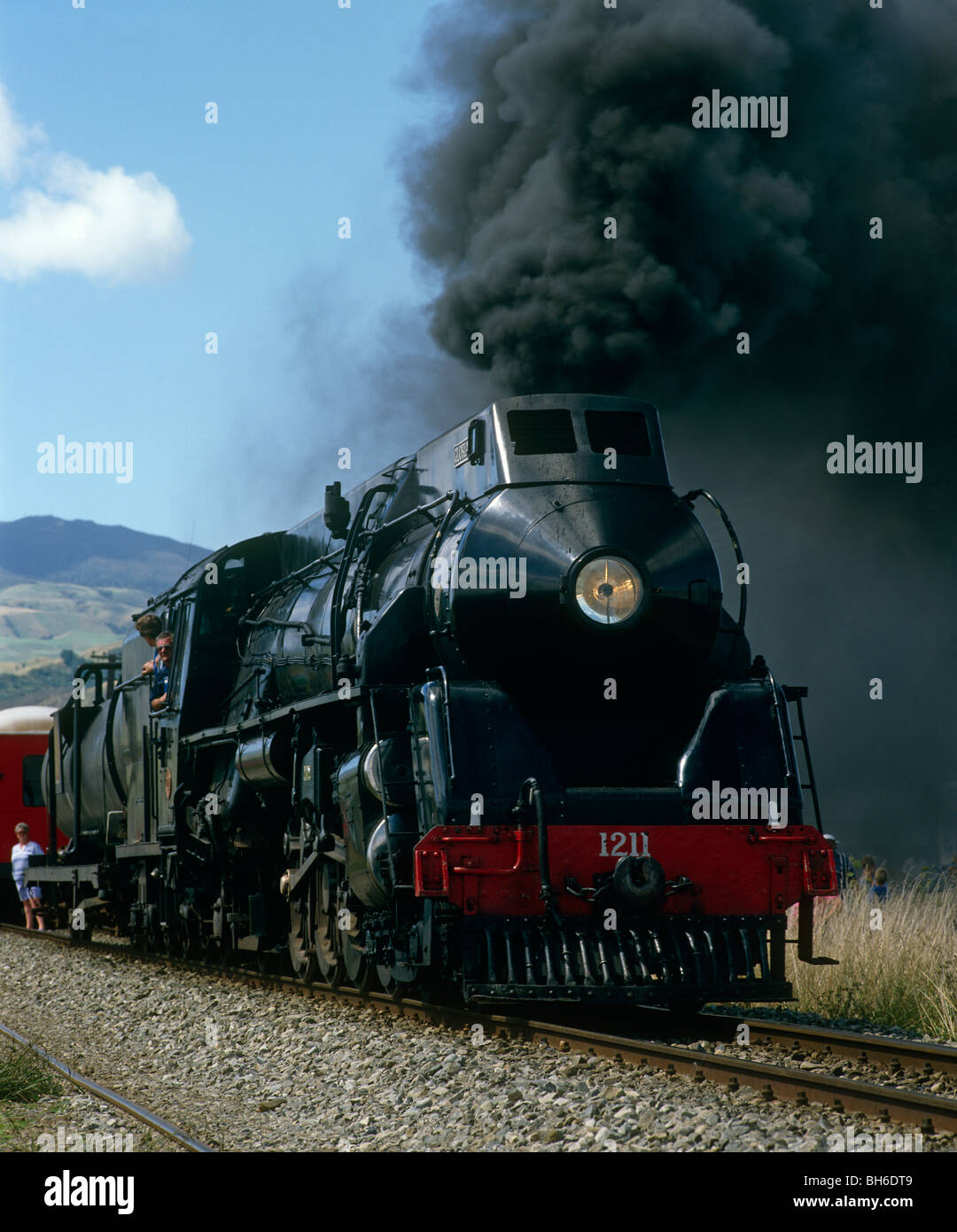 Steam Engine Steam lined J.1211, near Woodville, New Zealand Stock ...