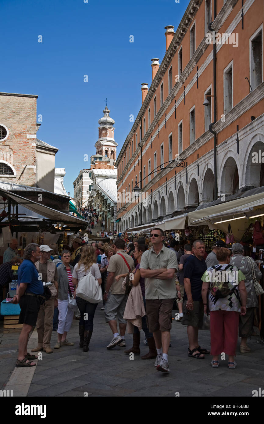 The Ponte Rialto Market and the Campanile of San Bartolomeo at Venice ...