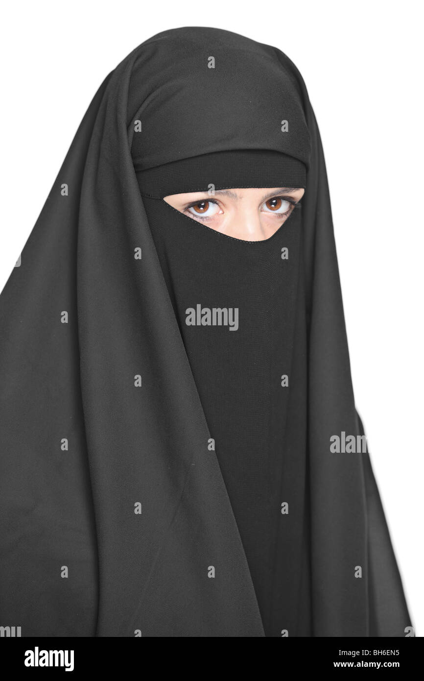 A veiled woman isolated on white background Stock Photo - Alamy