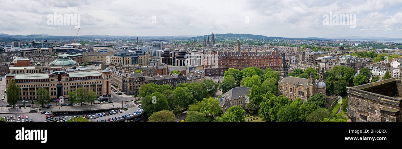Panoramic view of Edinburgh, taken from Edinburgh Castle Stock Photo ...