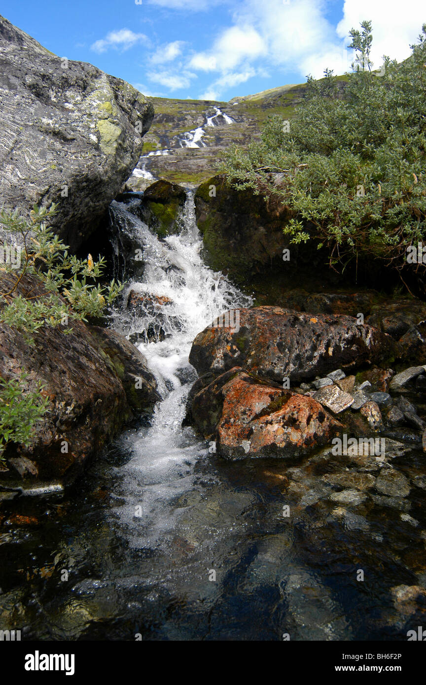 waterfall and river with rocks in Norway Stock Photo - Alamy