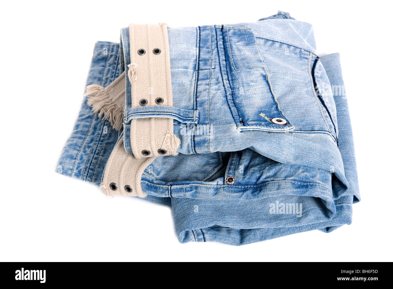 object on white - clothes jeans close up Stock Photo - Alamy