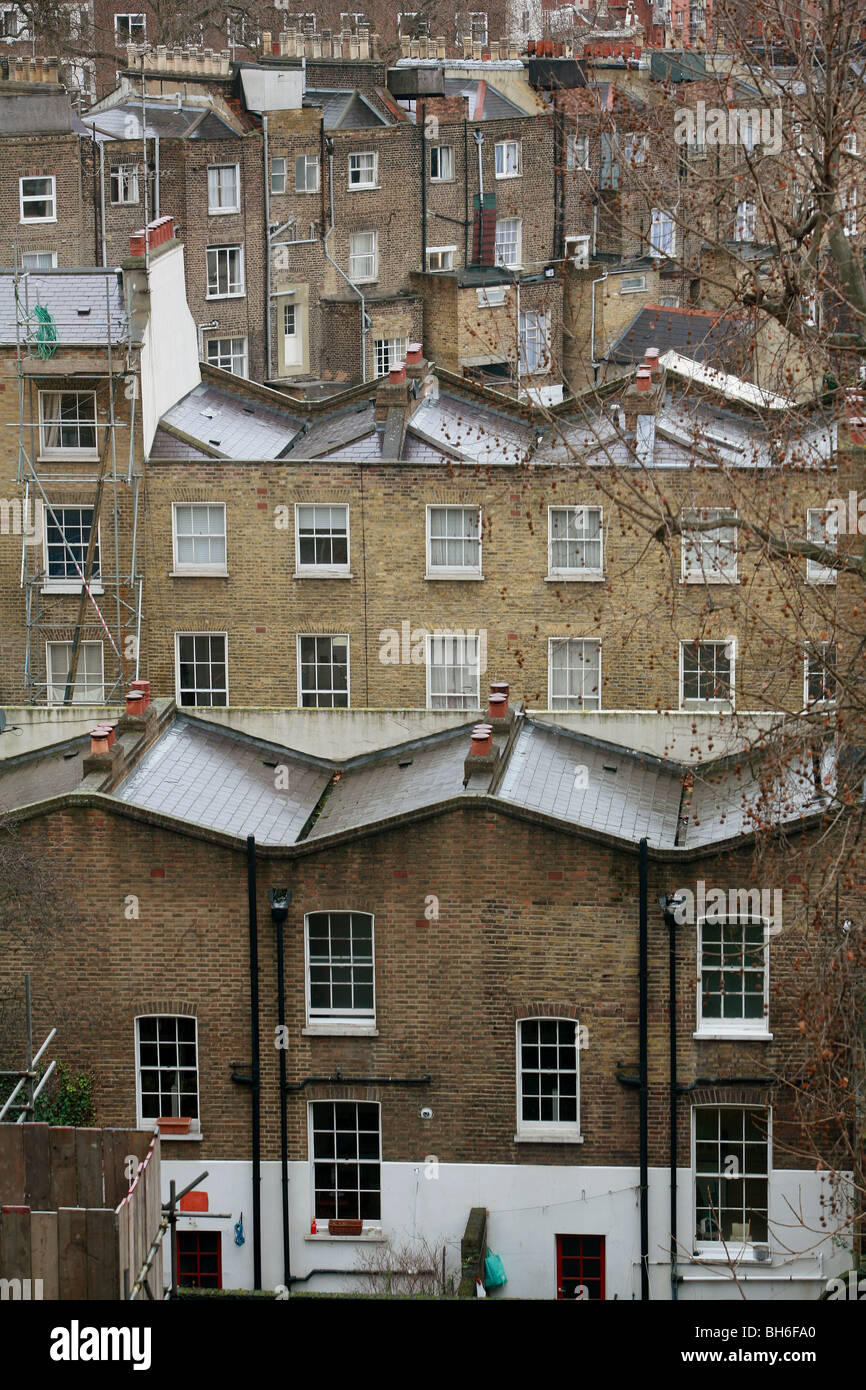 rear view of terraced houses central London Stock Photo - Alamy