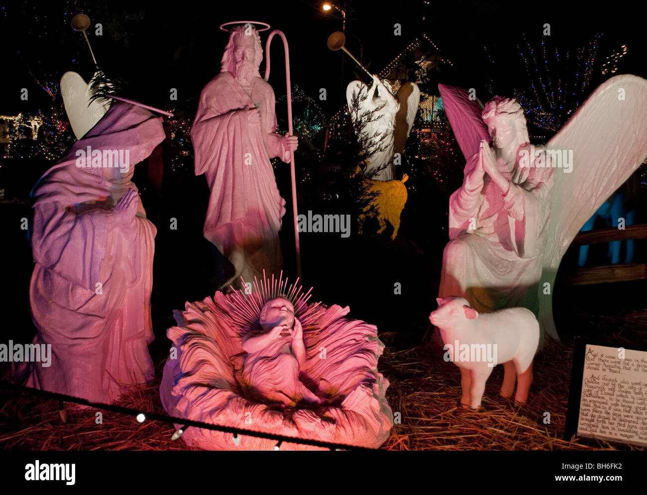 This large statue nativity scene is stunning at night with many ...