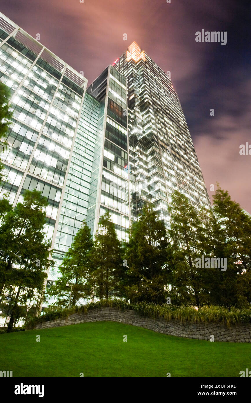 Night time Building in Canary Warf, London UK Stock Photo - Alamy