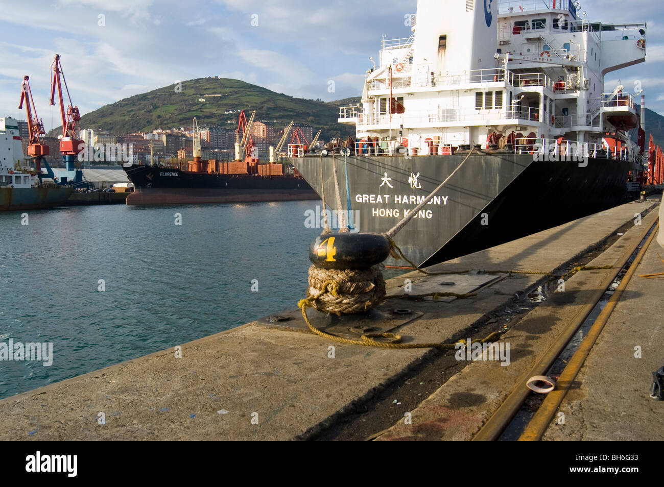 A Hong Kong ship "Great Harmony" Tied up in Bilbao, Spain ready to be ...