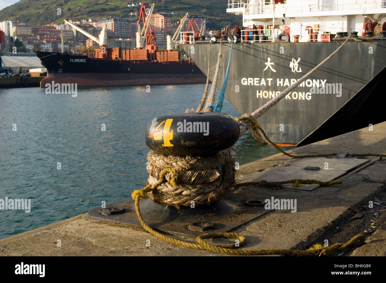 A Hong Kong ship "Great Harmony" Tied up in Bilbao, Spain ready to be ...