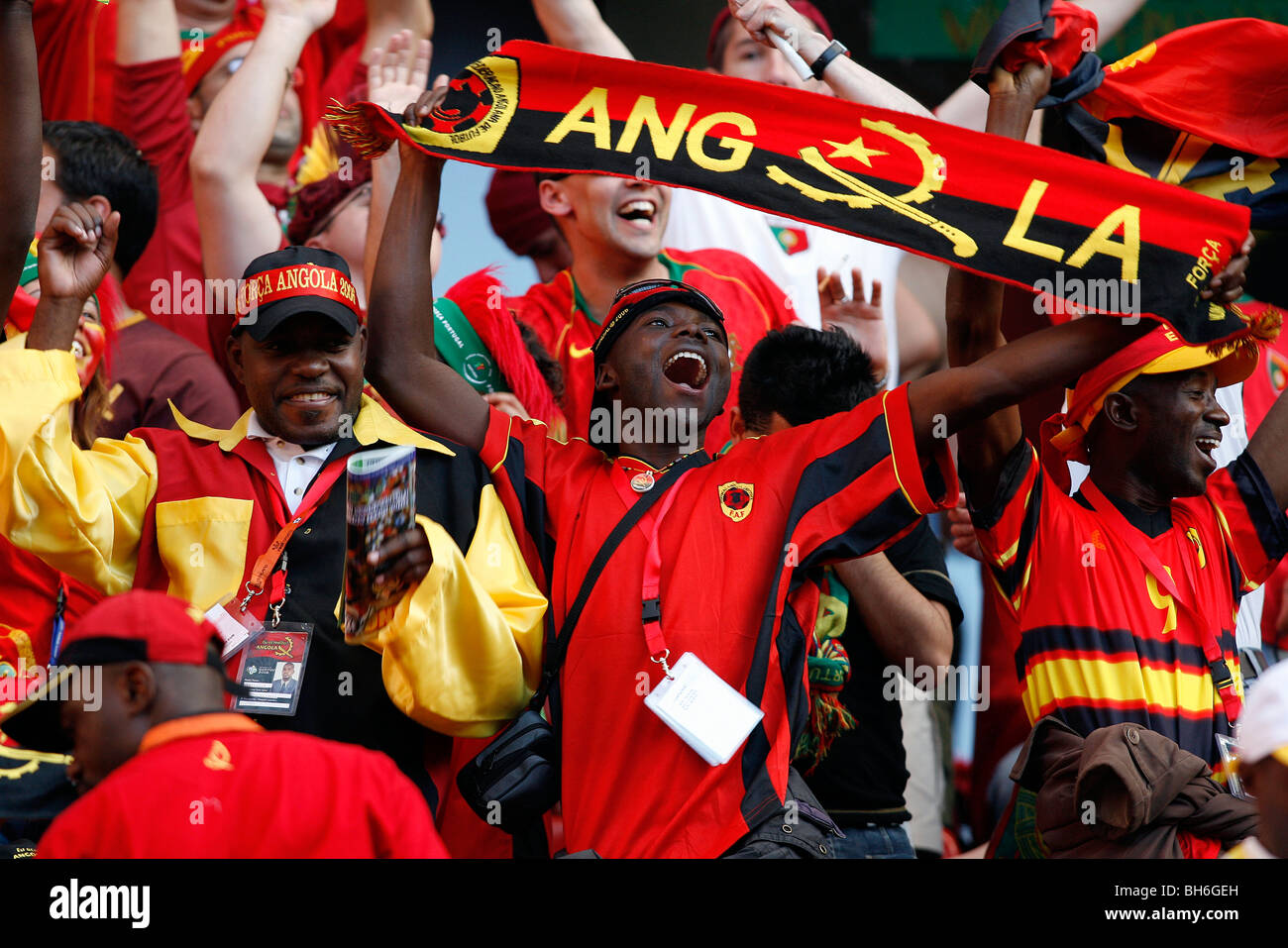 An Angolan football fan sings in the stands at the 2006 Football World ...