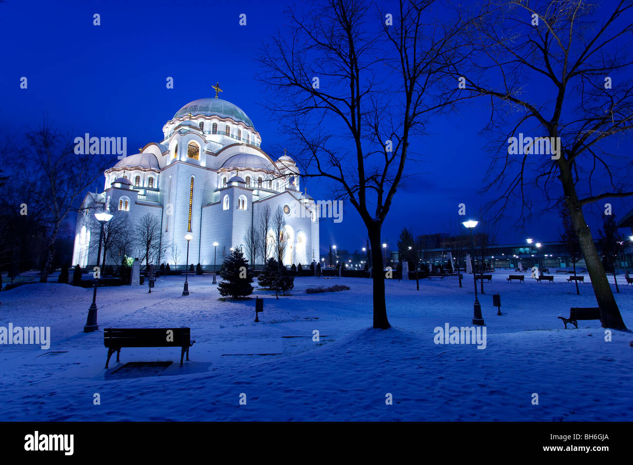 Belgrade Winter Night, St. Sava Temple Stock Photo - Alamy