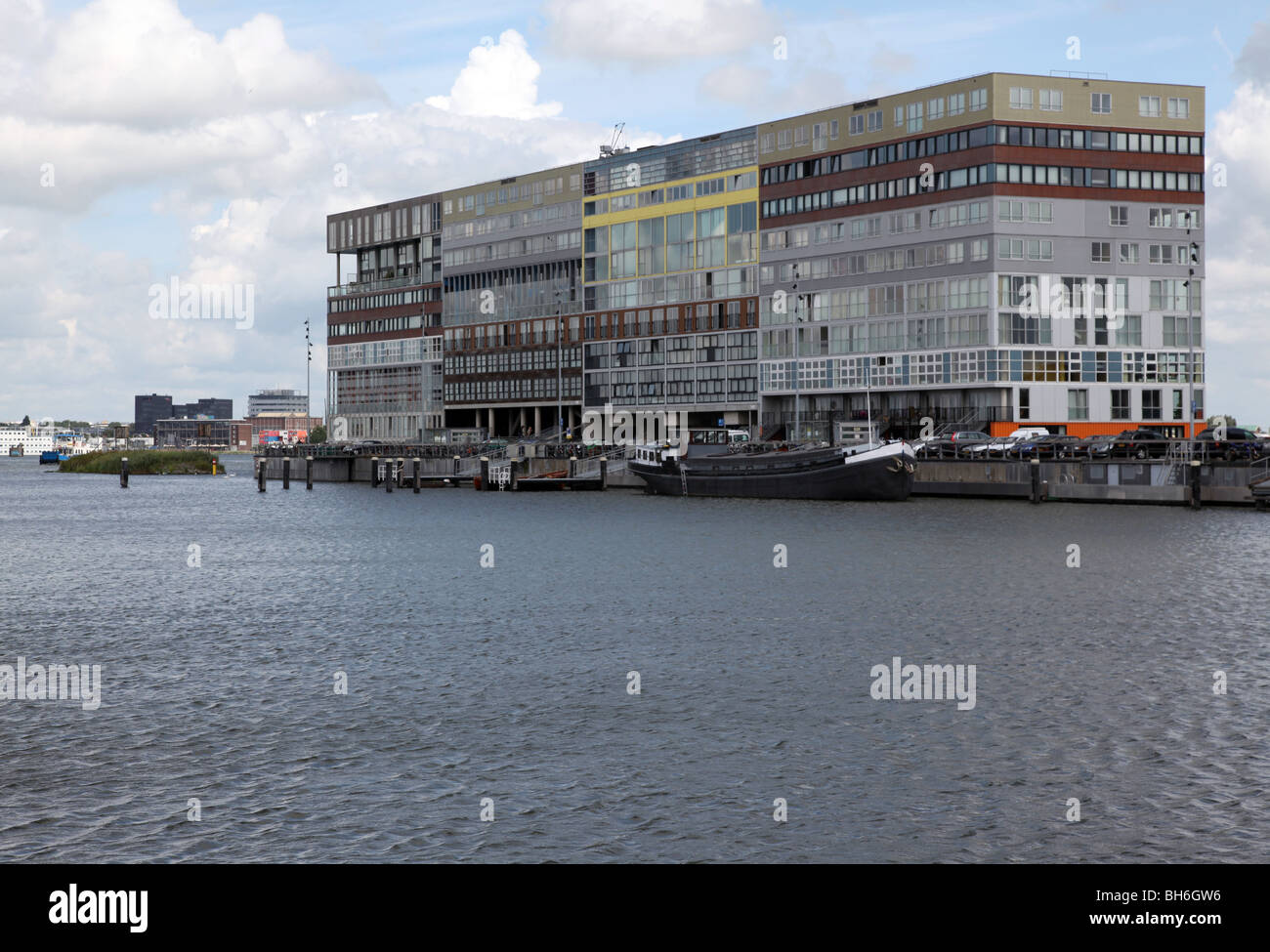 Newly constructed apartment building in Westerdok harbour Stock Photo ...