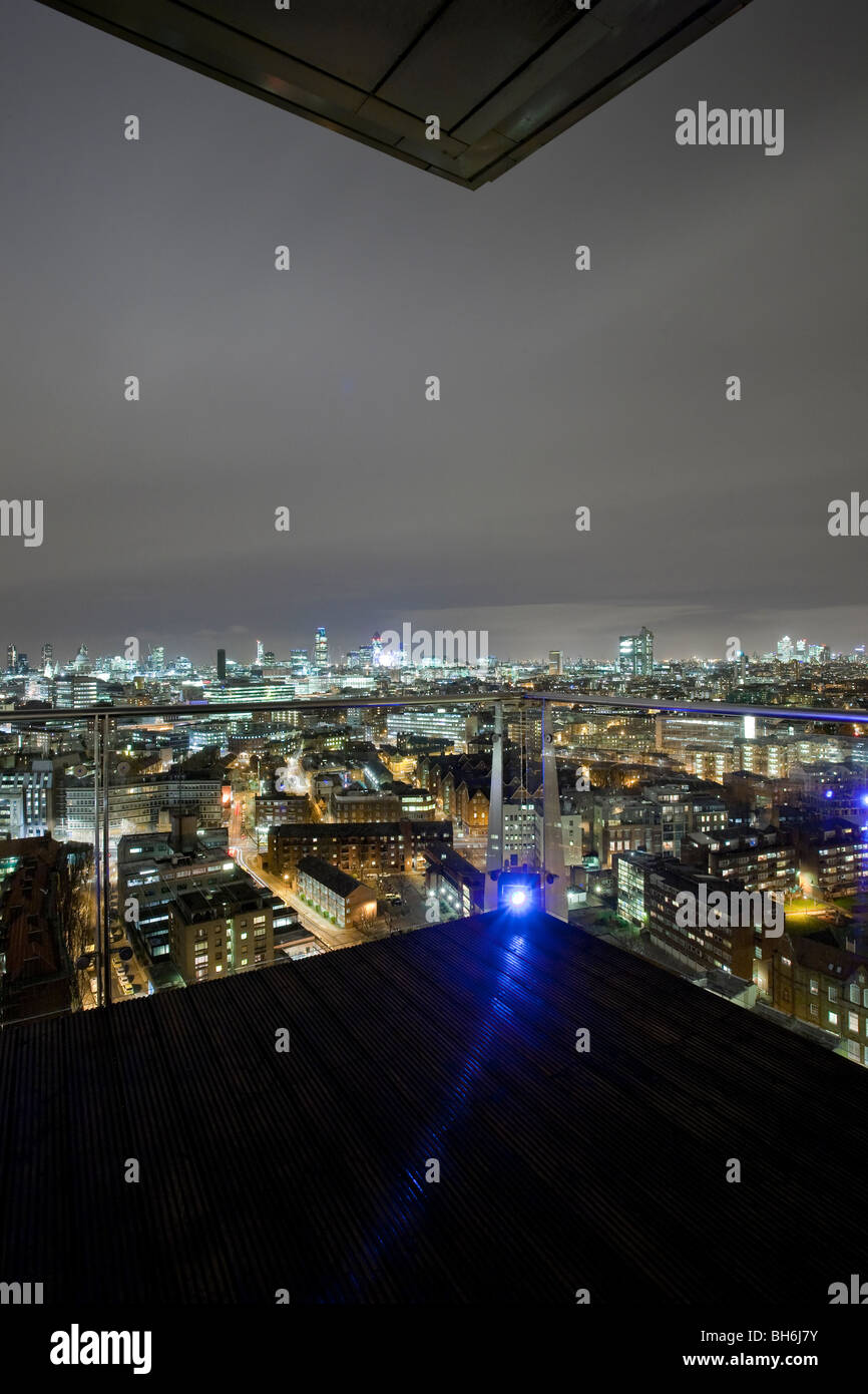 View from London flat of London skyline at night Stock Photo - Alamy