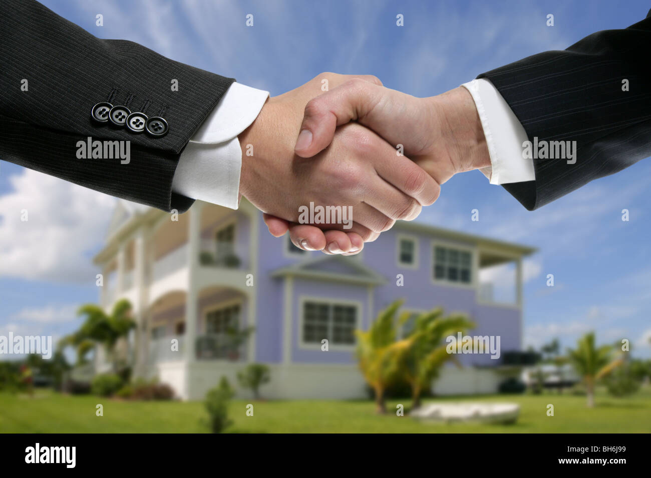 Businessman teamwork real state house partners shaking hands handshake ...