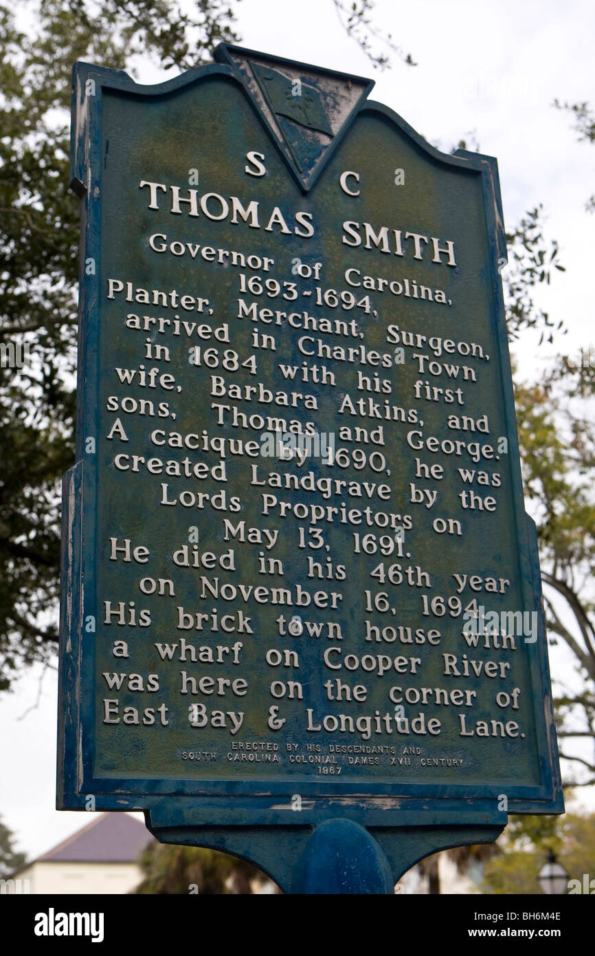 THOMAS SMITH Charleston South Carolina SC history historical marker ...
