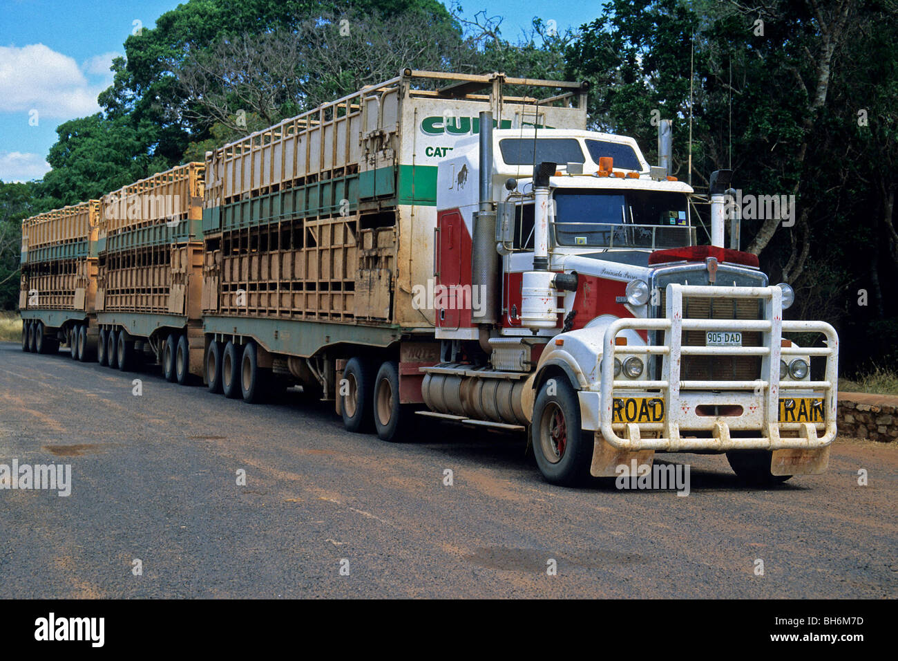 ROADTRAIN ON A HIGHWAY IN QUEENSLAND, TRUCK, LORRY, CONVOY, QUEENSLAND ...