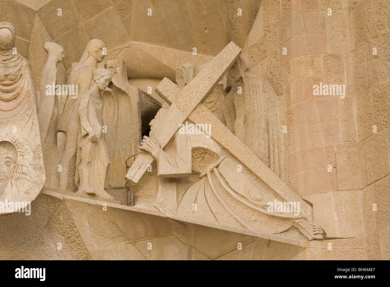 Part of the Passion Facade of the Sagrada Familia, Barcelona, Depicting Christ Carrying the ...