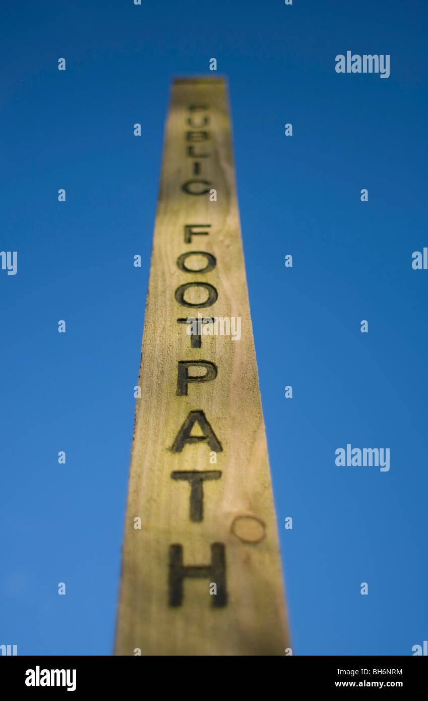 Public Footpath sign and blue sky Stock Photo - Alamy