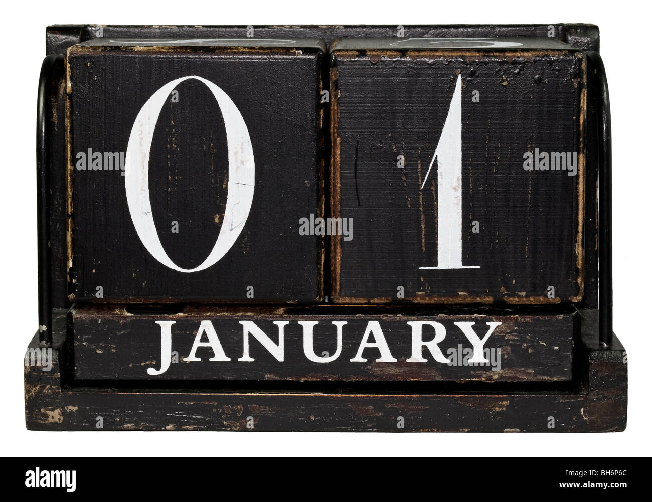 Antique Cube Calendar showing January 1st - New Year's day isolated on ...