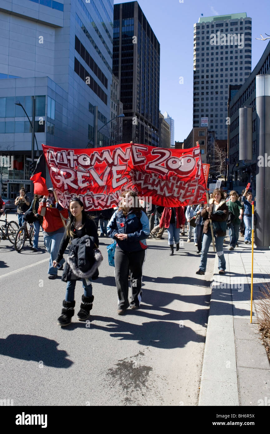 University students gather to protest in downtown Montreal Stock Photo ...