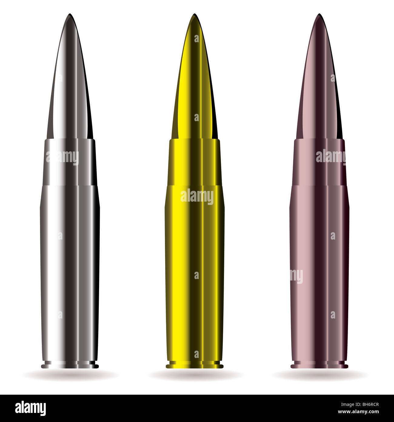 Collection of rifle bullets with drop shadow and light reflection Stock ...