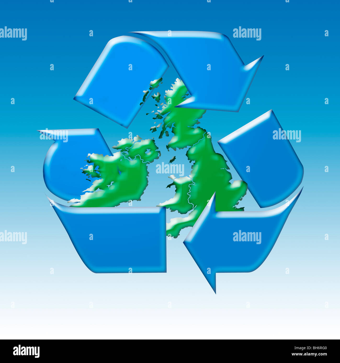 Recycle Symbol surrounding a map of the United Kingdom and Ireland ...