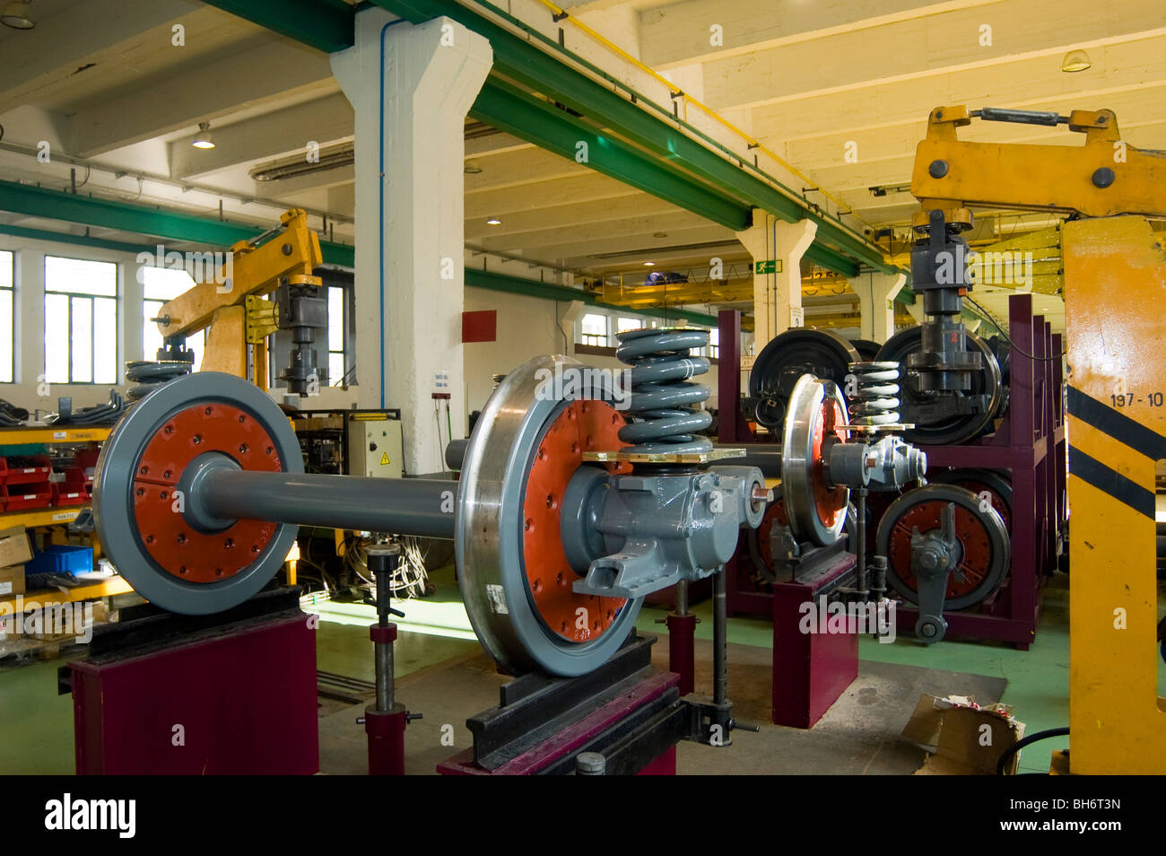 Train carriage wheels ready for assembly onto finished carriages Stock ...