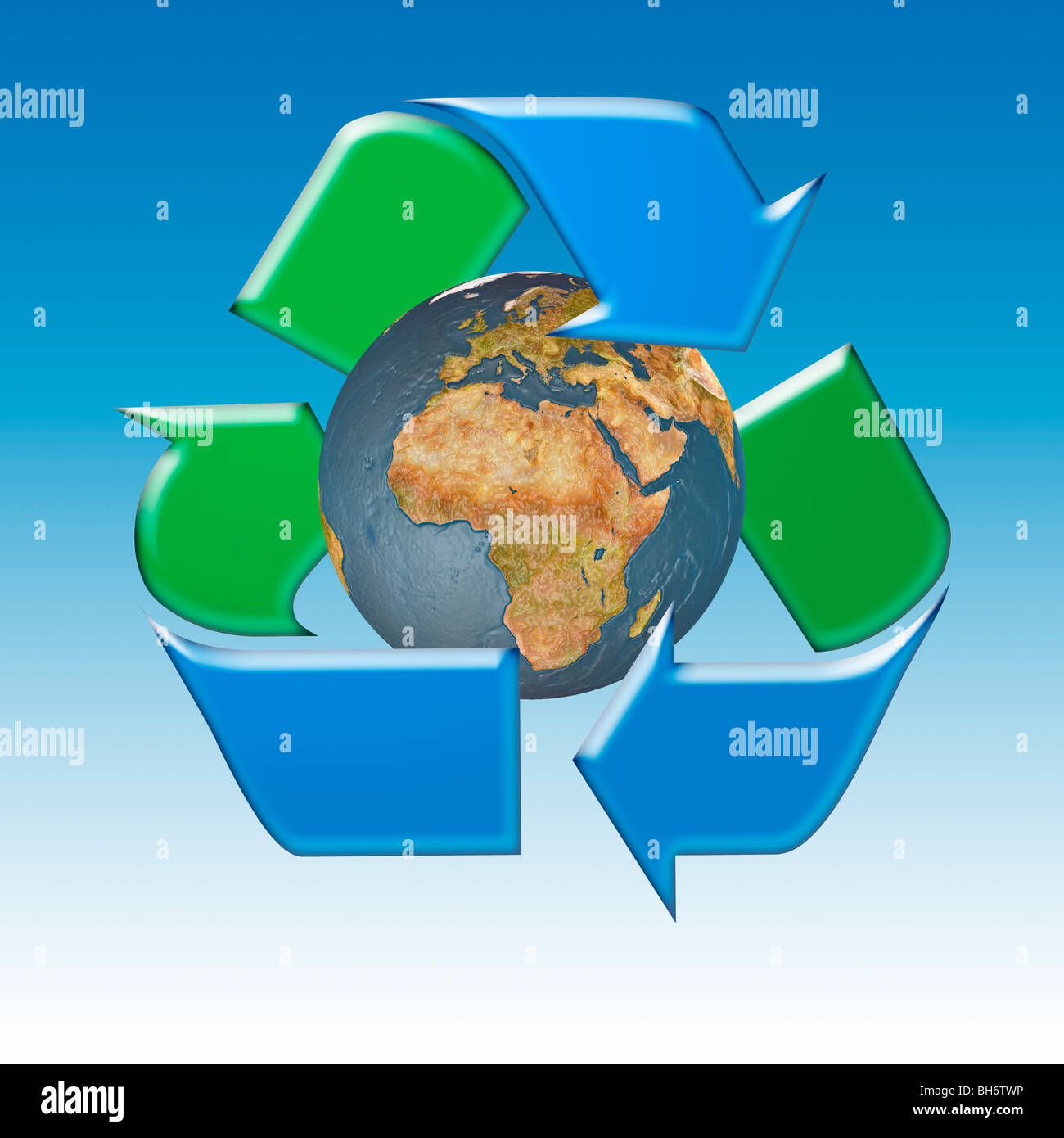 Recycle Symbol surrounding the Planet Earth Stock Photo - Alamy