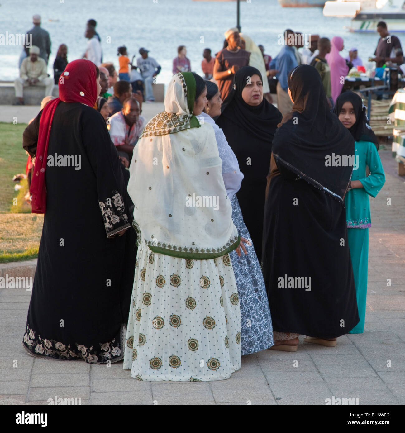 Stone Town, Zanzibar, Tanzania. Forodhani Gardens Zanzibari Women Stock ...