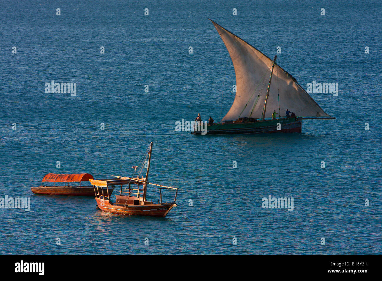 Zanzibar, Tanzania. Dhow in Harbor, Lateen Sail Stock Photo - Alamy