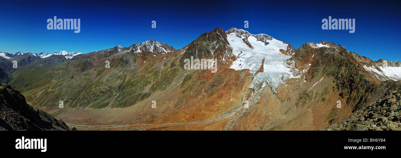 a panorama from eight pictures of amazing valley in Otztal Stock Photo ...