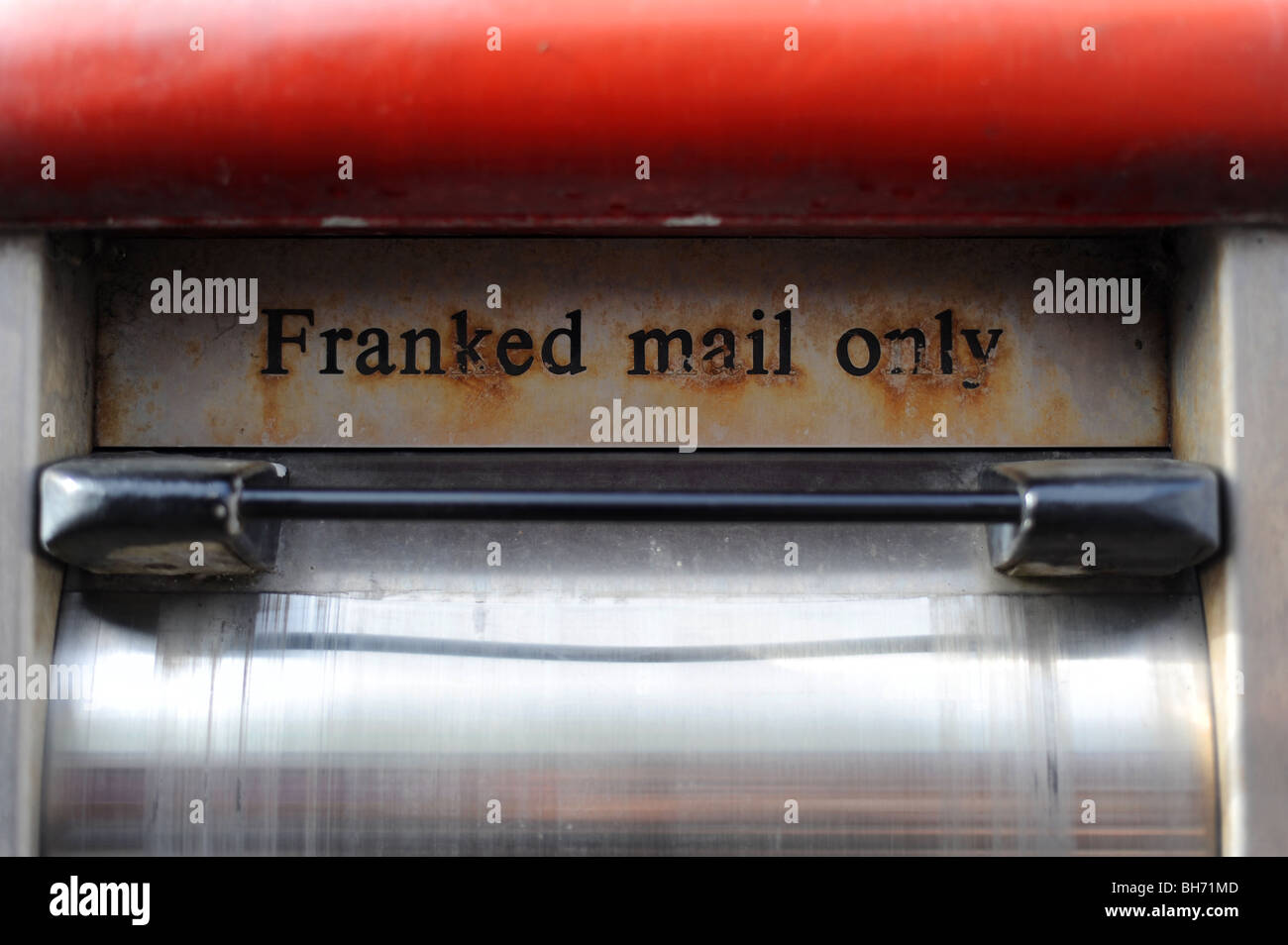 A royal mail red post box for franked mail only Stock Photo - Alamy