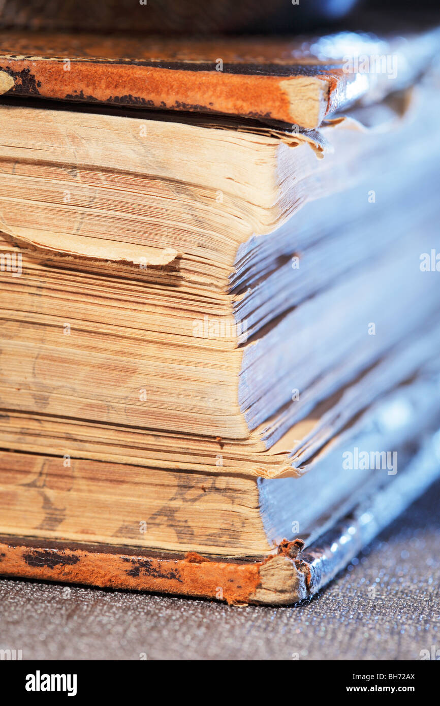 Old worn and dirty book in closeup Stock Photo - Alamy