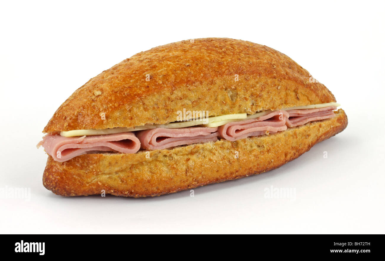 Small ham and cheese on wheat sub roll Stock Photo - Alamy