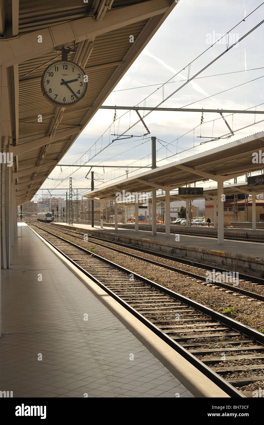 Railroad track with platform in vertical position. Platform with a ...