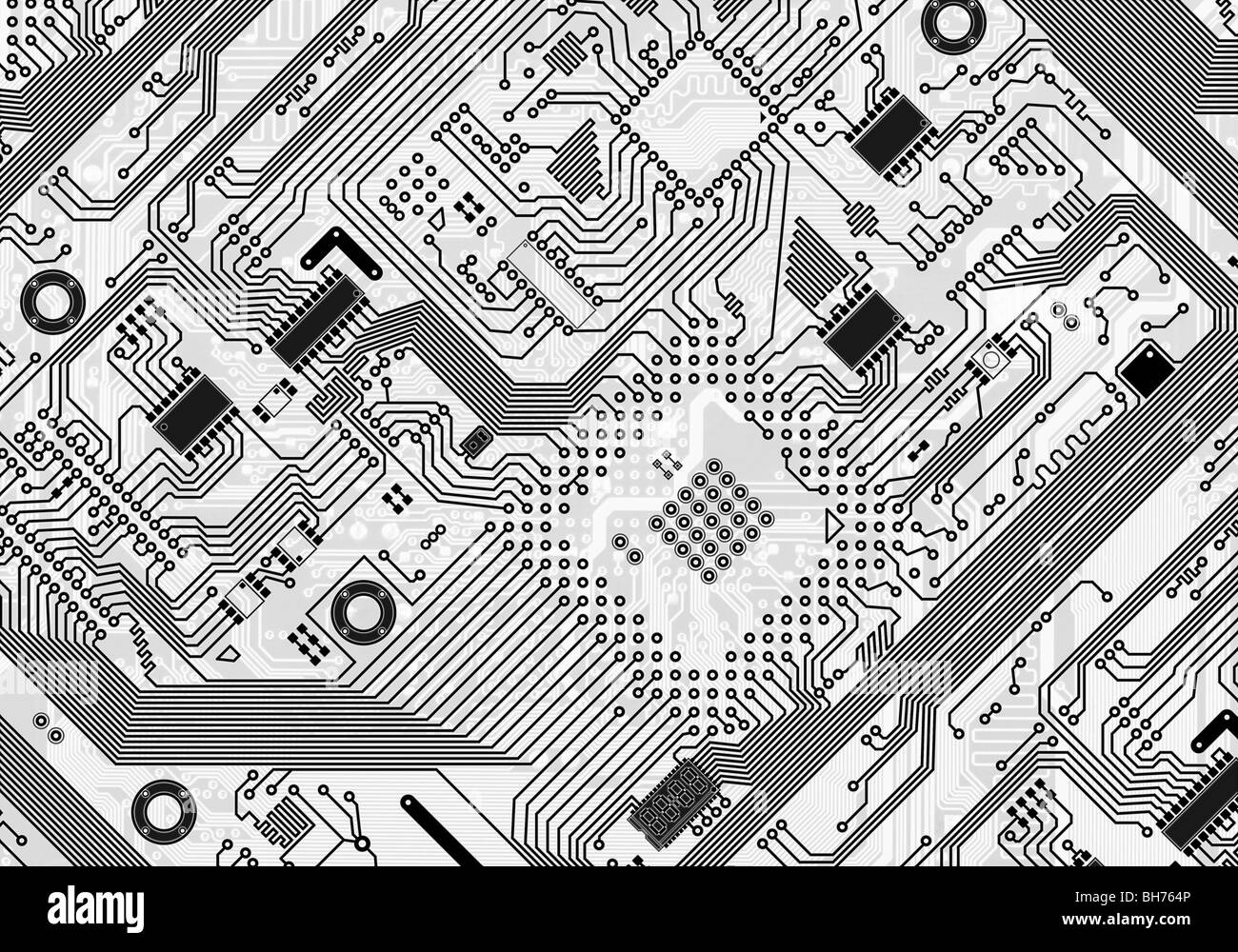 Printed monochrome industrial circuit board graphical background Stock ...