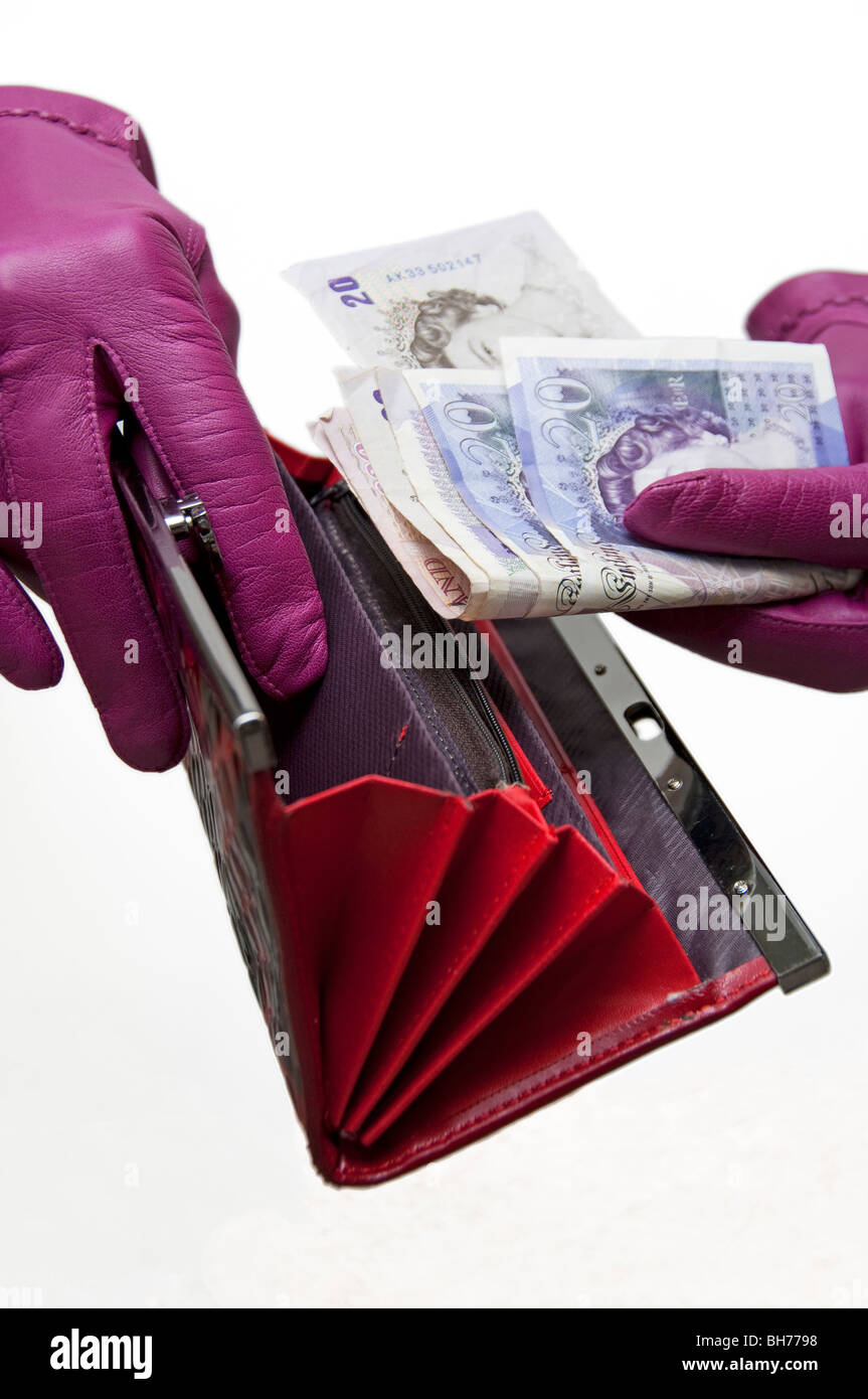 Financial concept chic, bright purse, sterling, notes Stock Photo - Alamy