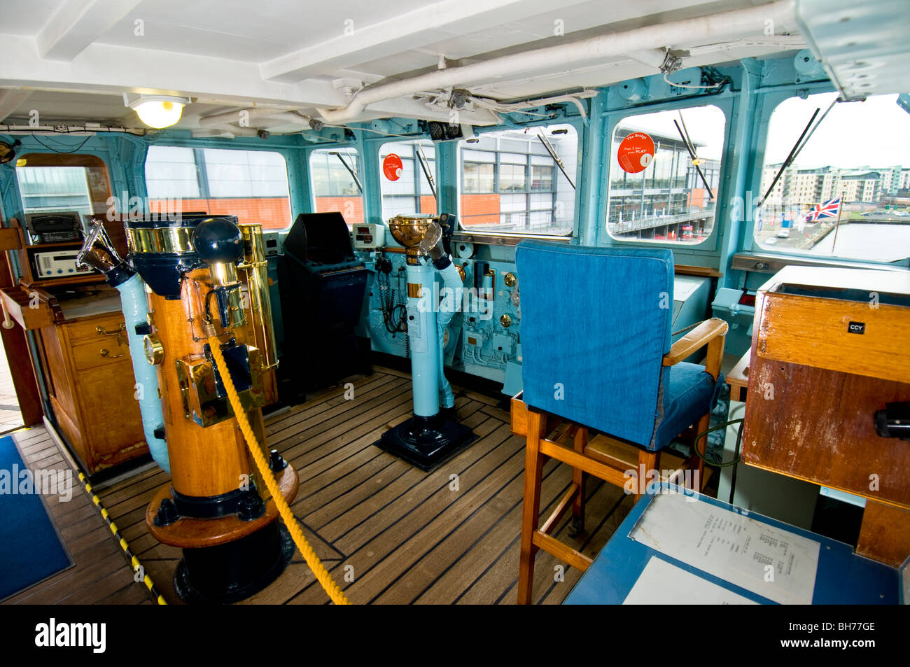 The control and command point on the yacht's bridge of the Royal Yacht ...