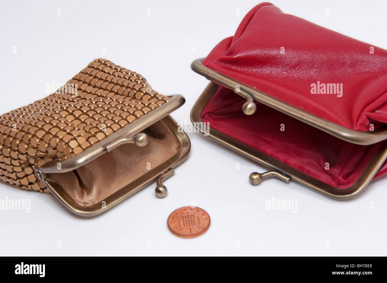 Financial concept poor, empty, purses, penny, coin Stock Photo - Alamy
