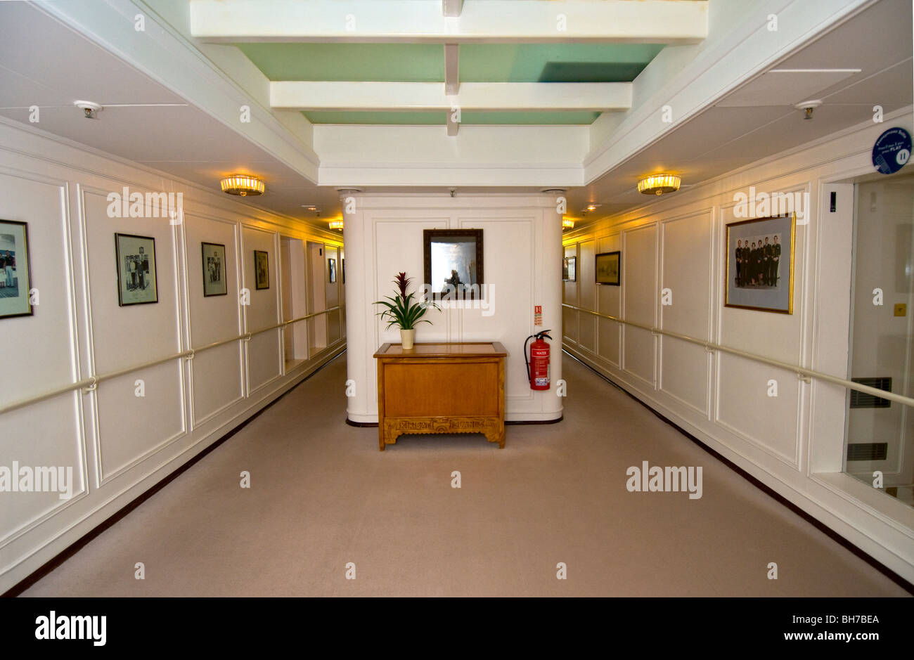 The Britannia's main corridor between the Royal bedrooms located to the ...